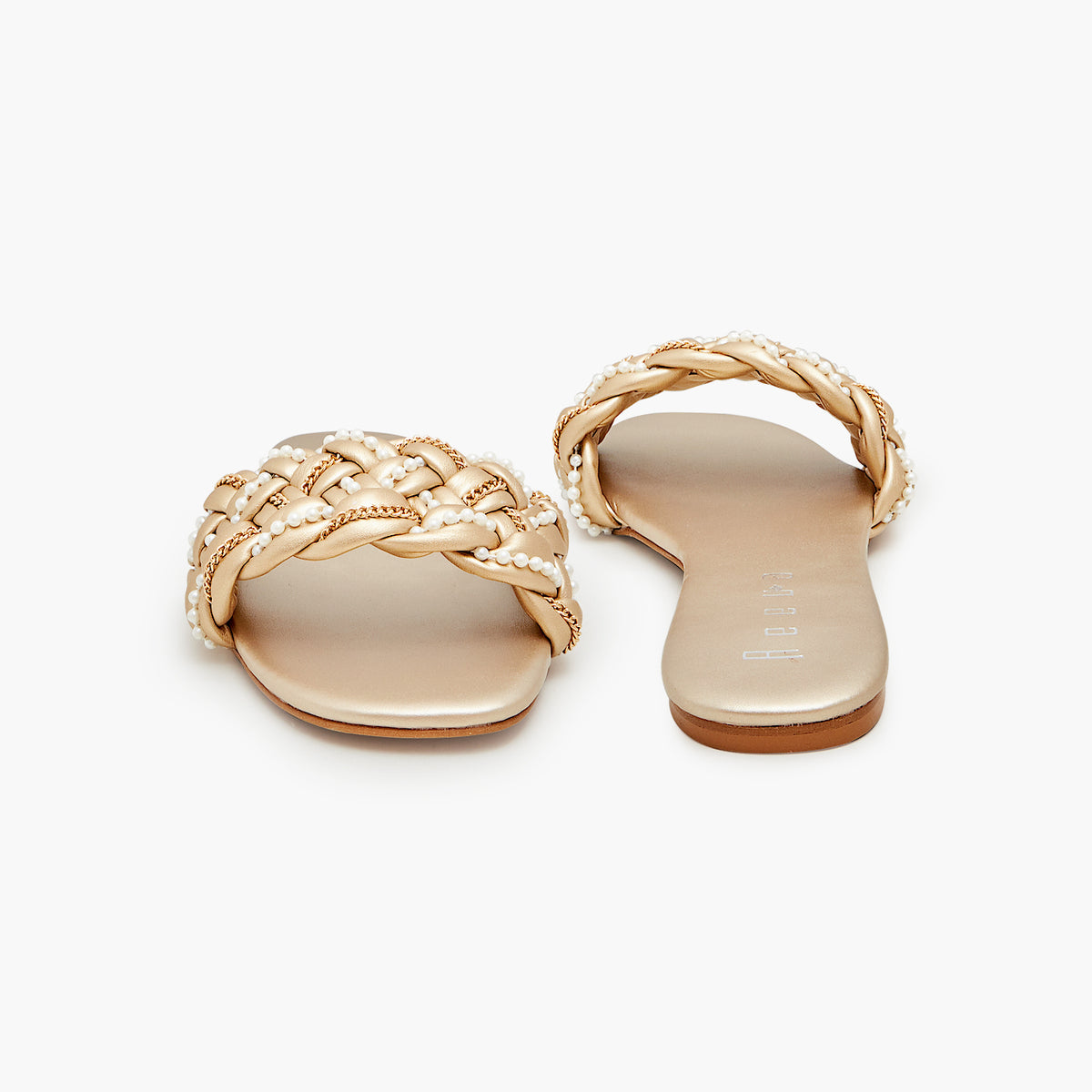 Buy GOLD Braided Puffy Slides – ShoePlanet.pk